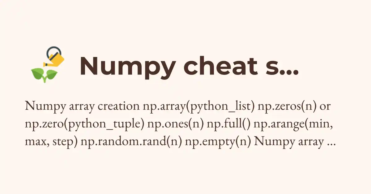 Numpy cheat sheet